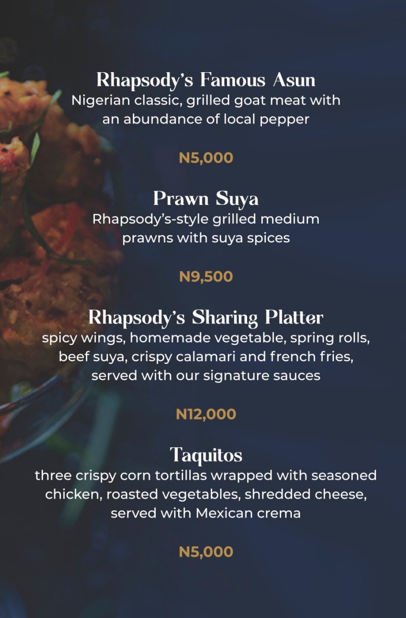 Menu | Rhapsodys