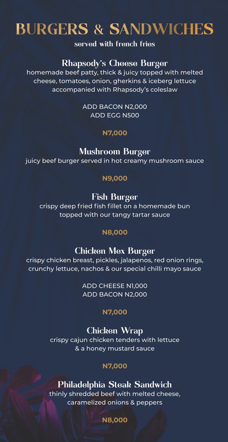 Menu | Rhapsodys